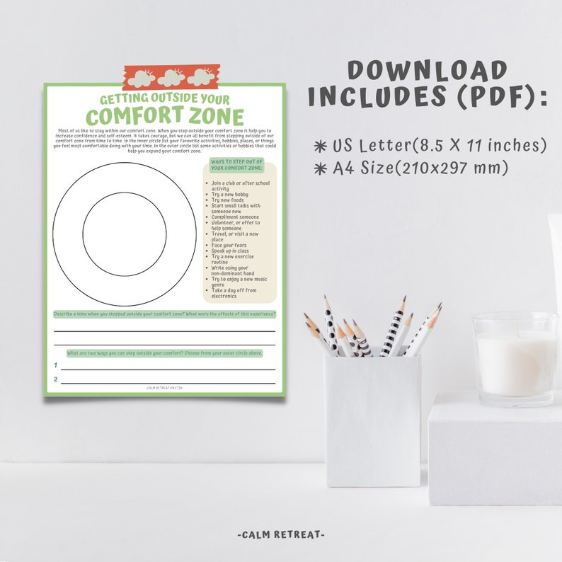 Self-esteem Worksheet: Comfort Zone Activity (digital Download) - Etsy