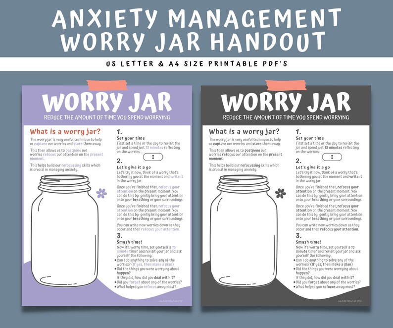 Worry Jar Handout - Anxiety Management Technique - Refocussing Skills ...