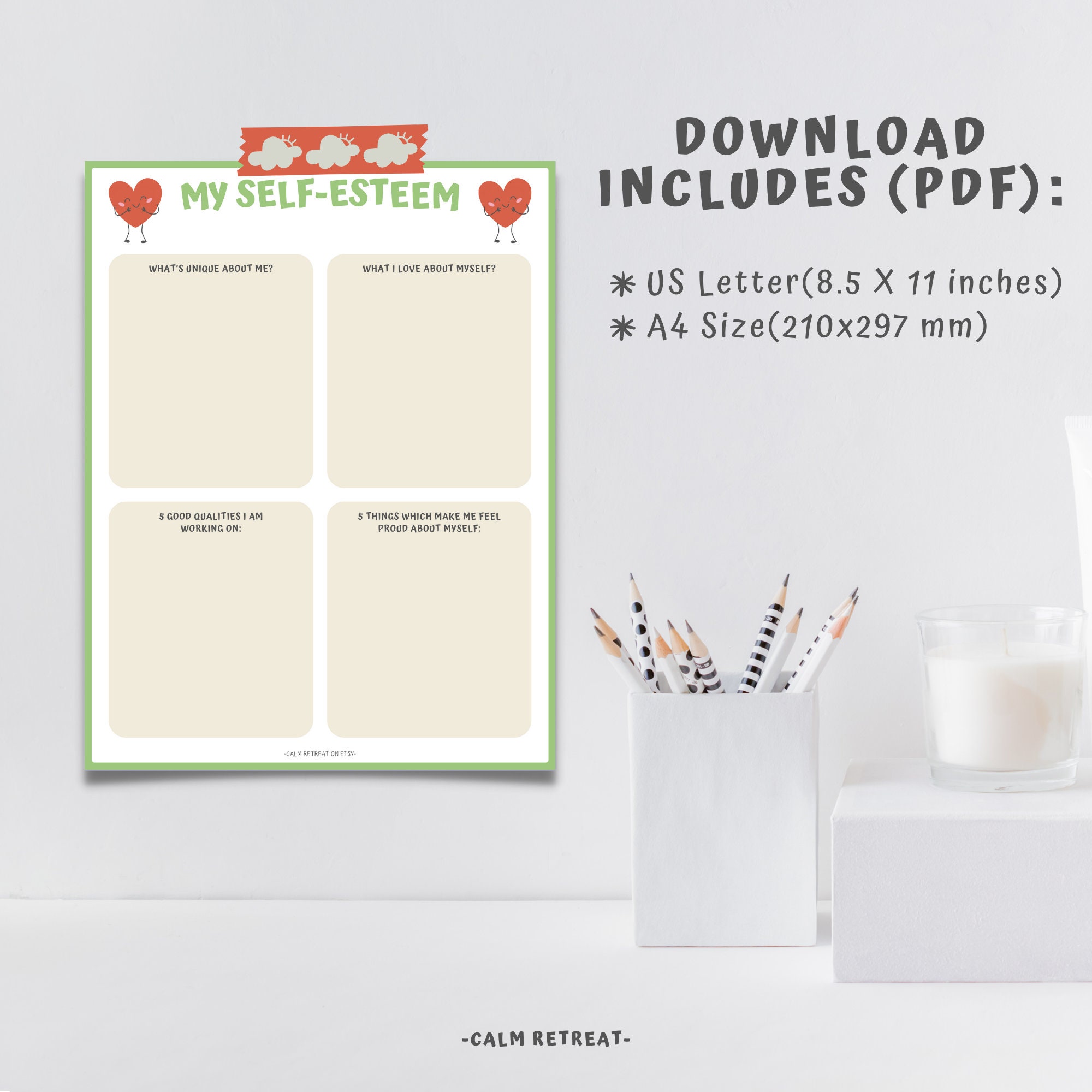 My Self-esteem Fillable Worksheet for Kids Teens, Forgiving Myself ...