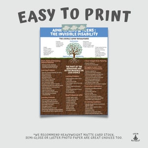 ADHD Printable Handout for Kids & Teens, Attention Deficit Disorder ...