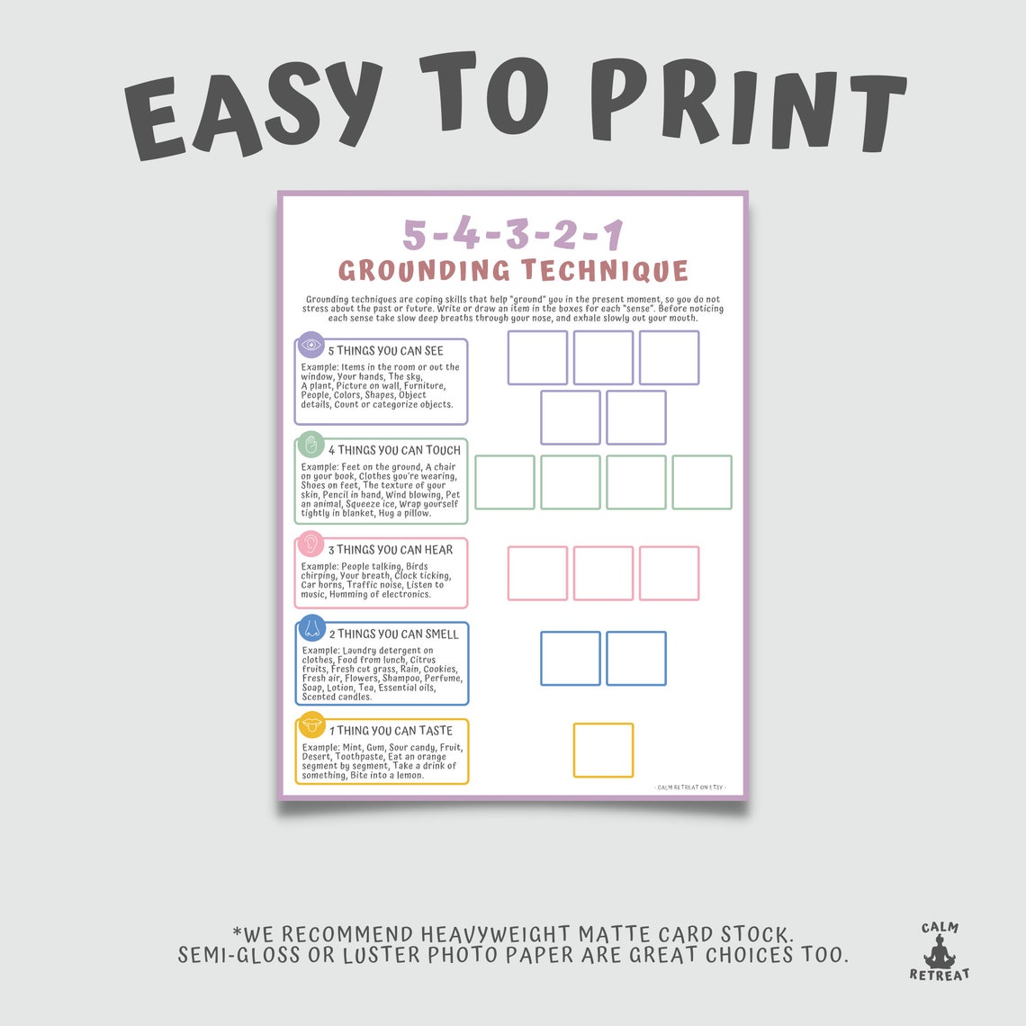 Grounding Techniques Worksheet, Coping Skills Worksheets for Kids ...