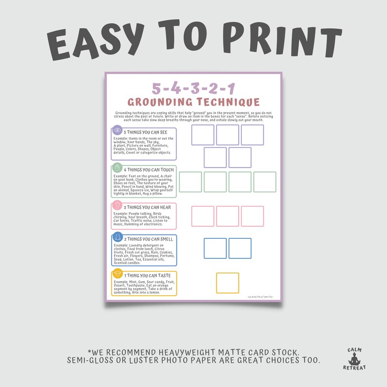 Grounding Techniques Worksheet, Coping Skills Worksheets for Kids ...