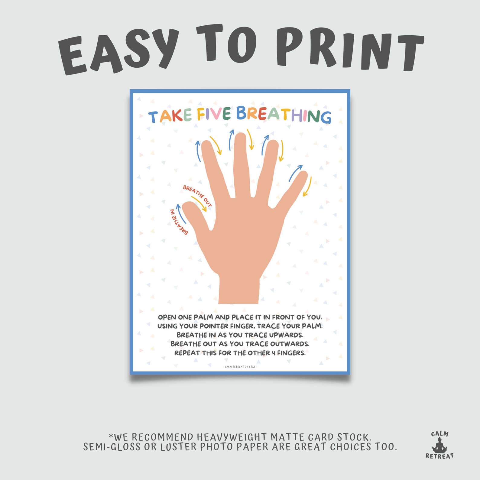 Take Five Breathing Poster: Calming Corner Decor (digital Download) - Etsy
