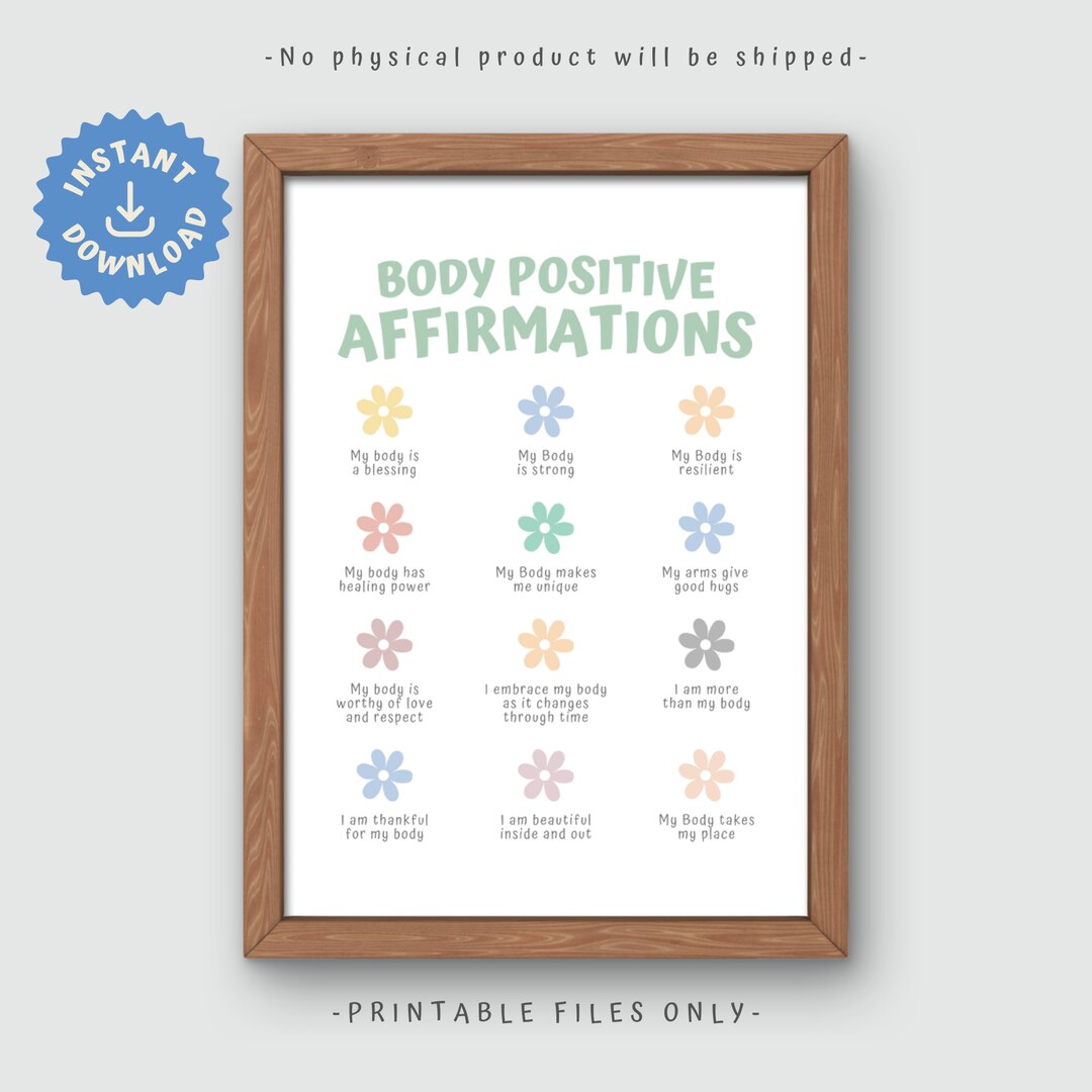 Body Positive Affirmations, Body Positivity Poster, Diversity Inclusion ...