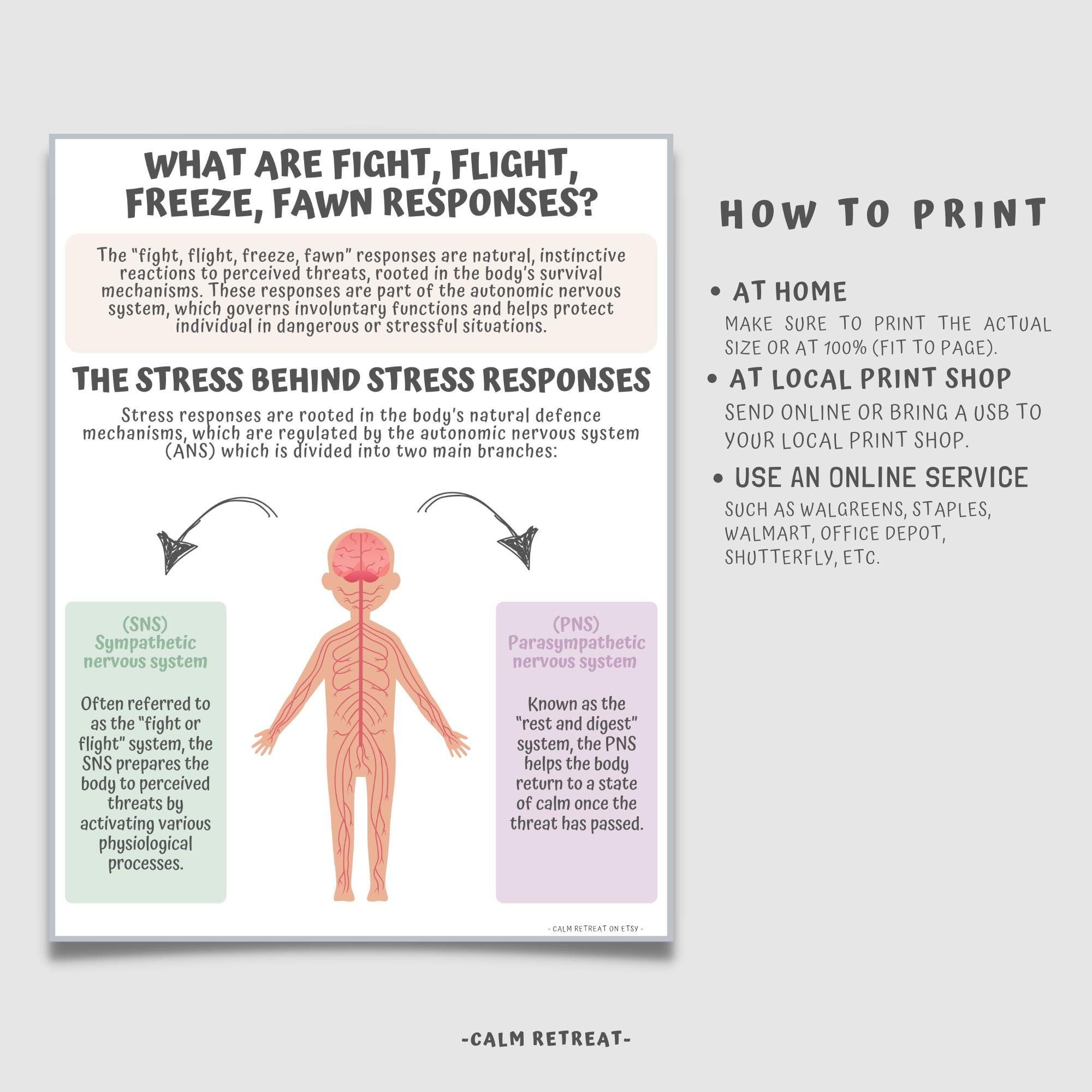 What Are Fight, Flight, Freeze, Fawn, Responses Printable, Stress ...