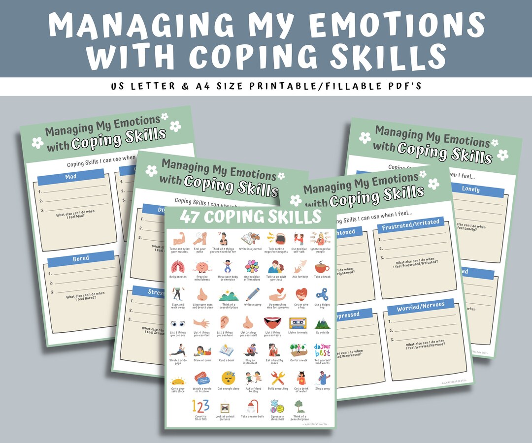 Managing Emotions & Feelings With Coping Skills 5 Pg Worksheets for ...