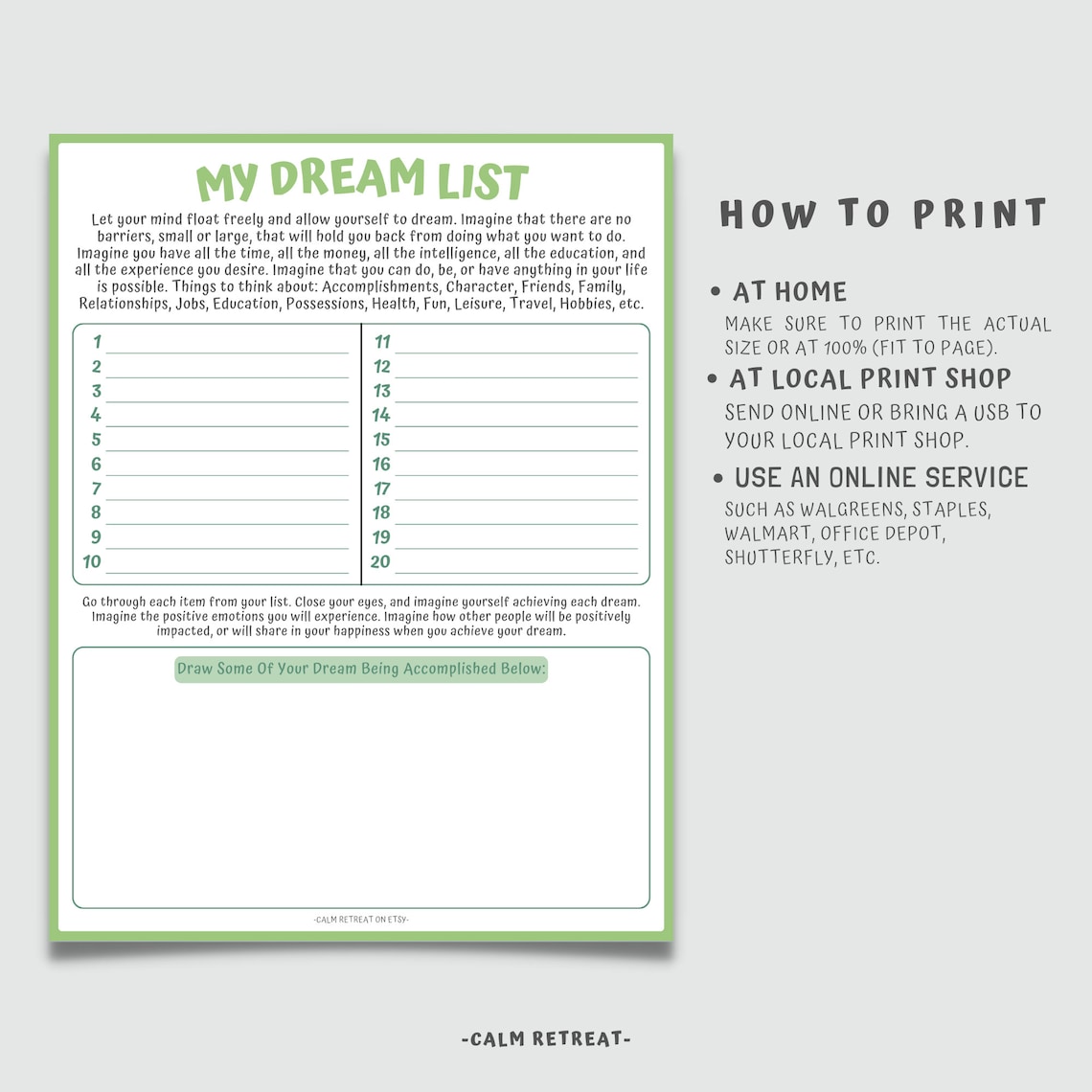Self-esteem Fillable Worksheet for Kids Teens, My Dream List Worksheet ...