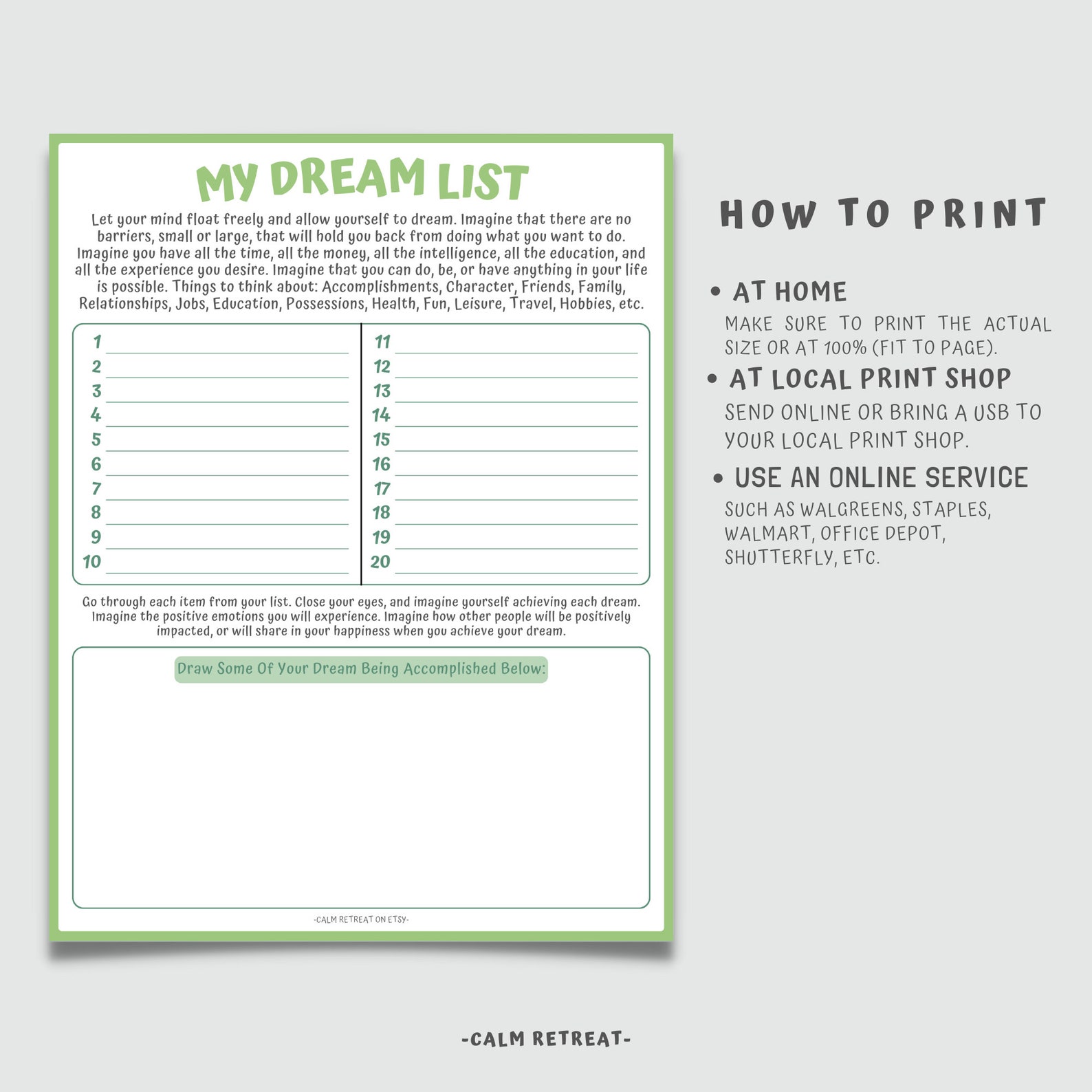 My Dream List Worksheet: Fillable Self-esteem Activity (digital ...