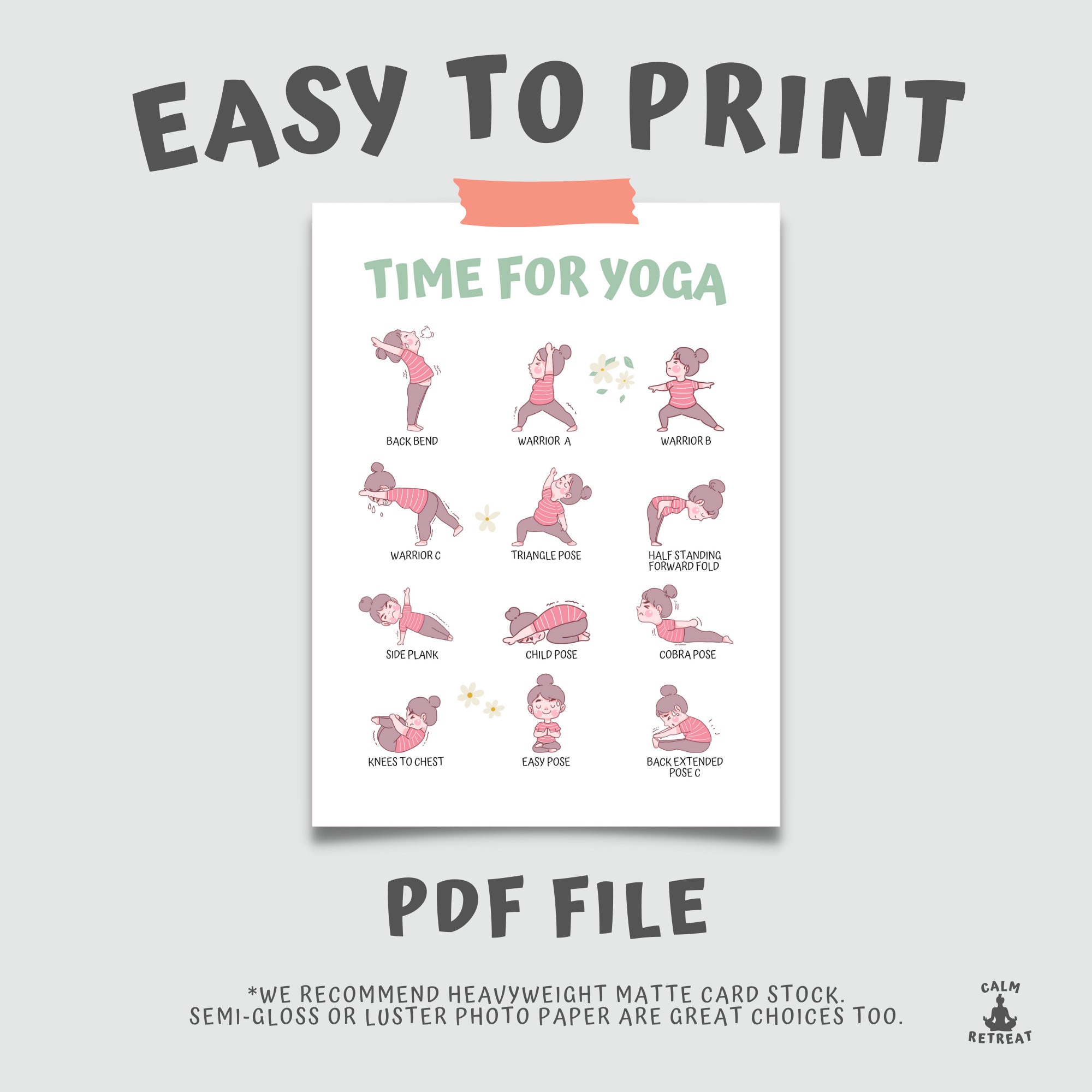 Yoga Poses Poster for Kids Montessori, Morning Yoga Routine for ...