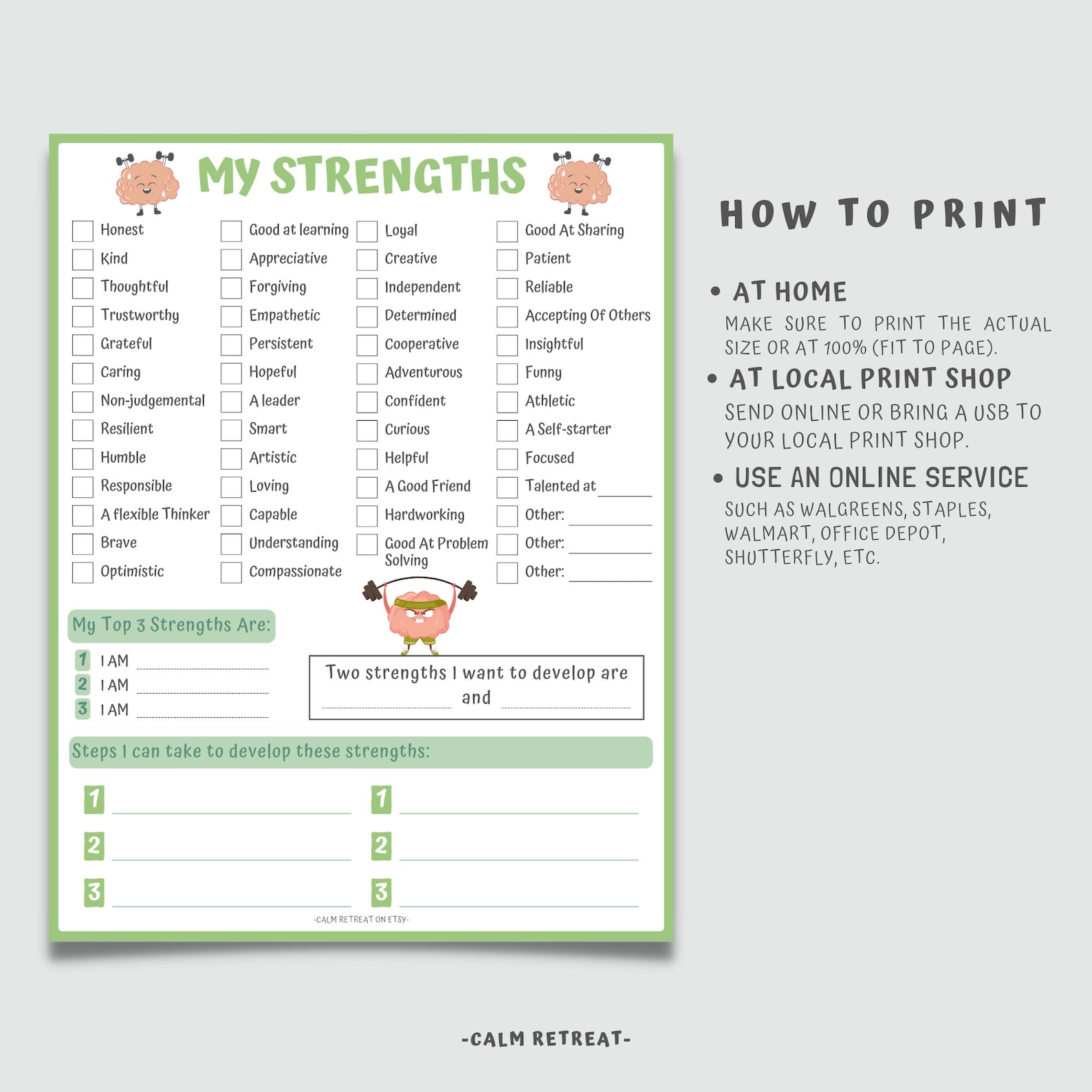 My Strengths Self-esteem Fillable Worksheet Kids Teens Mental Health ...
