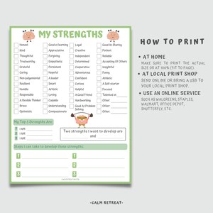 My Strengths Self-esteem Fillable Worksheet Kids Teens Mental Health ...