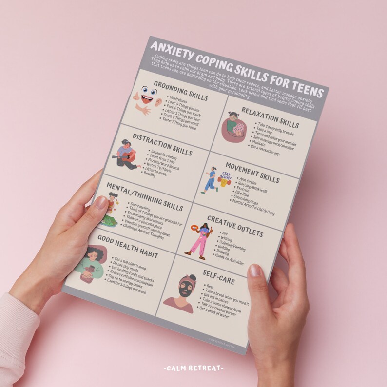 Anxiety Coping Skills for Teens Handout, Therapy School, Therapist ...