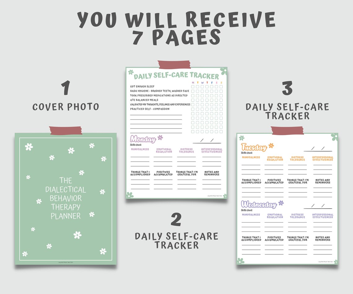 DBT Planner, DBT Skills Tracker, Mental Health Journal, Self Care ...
