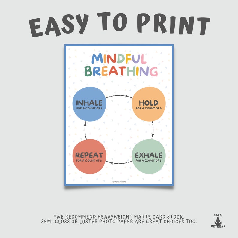 Mindful Breathing Poster, Calming Corner, Feeling Poster, Therapy ...