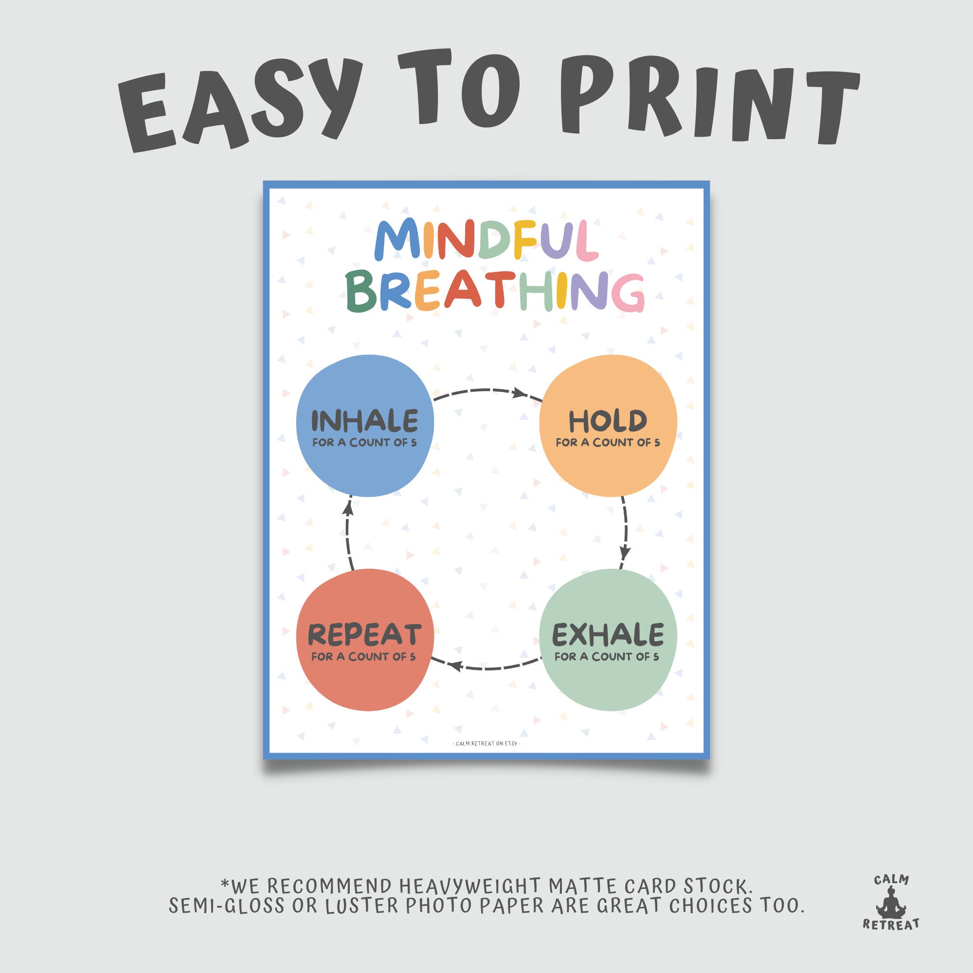 Mindful Breathing Poster, Calming Corner, Feeling Poster, Therapy ...