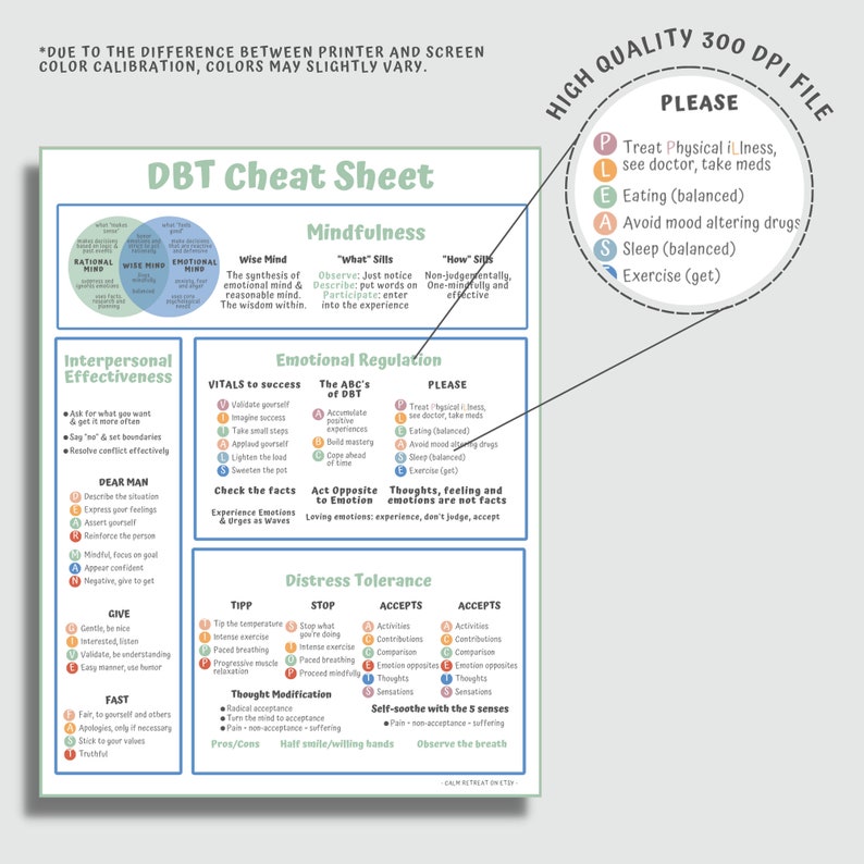 Buy DBT Cheat Sheet, DBT Skills, Borderline, Bpd, Therapy Worksheet ...