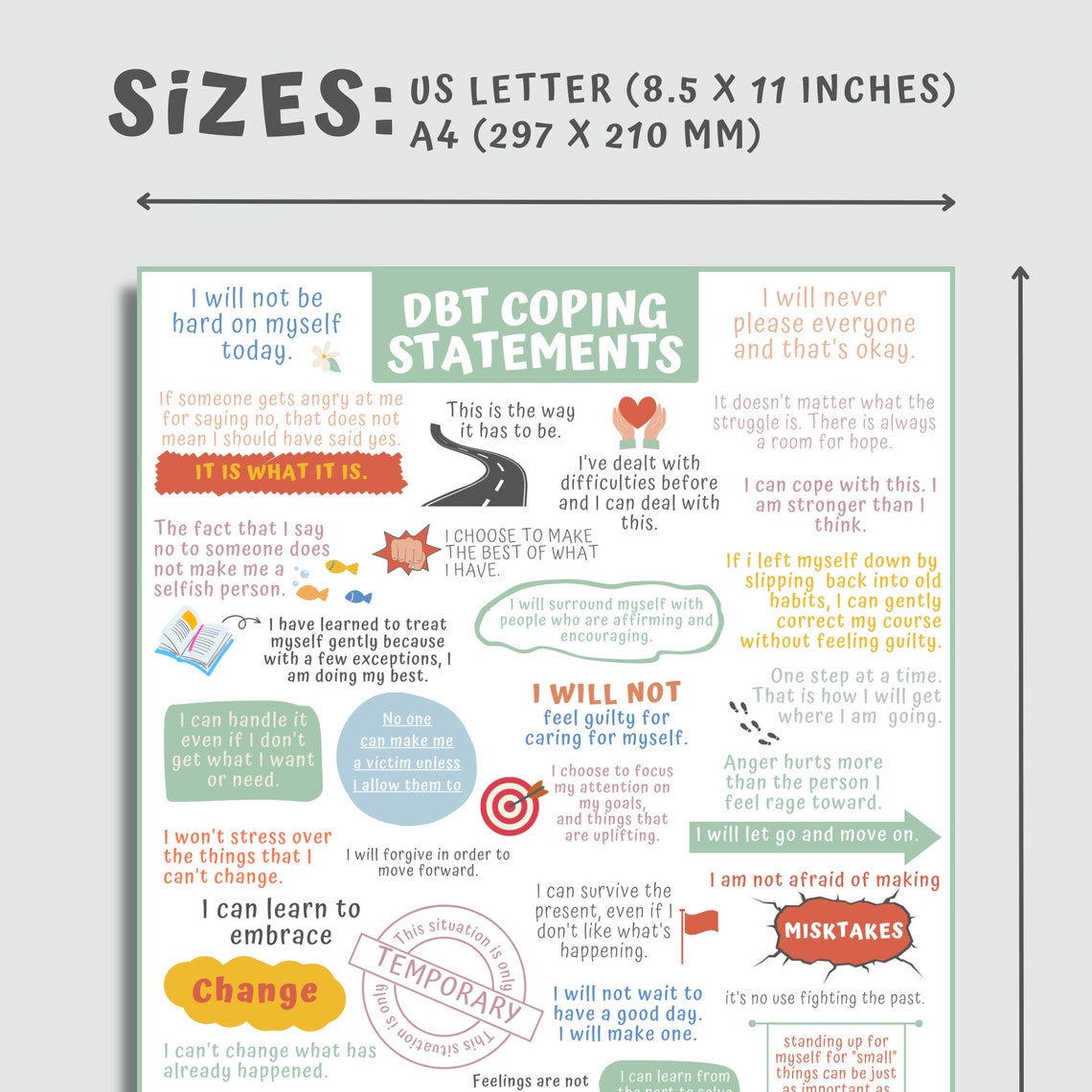 DBT Coping Skills Handout Poster, Dialectical Behavior Therapy ...