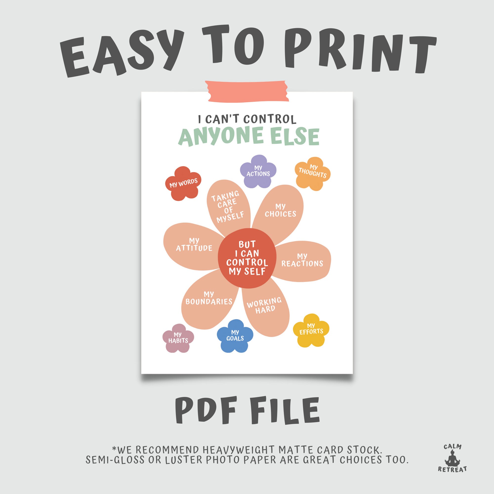 I Cannot Control, Therapy Office Decor, School Counselor, Therapy ...