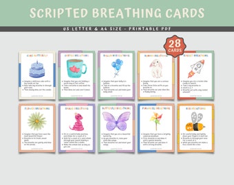 Scripted Mindfulness Breathing Cards for Kids Anxiety Relief Tool for ...