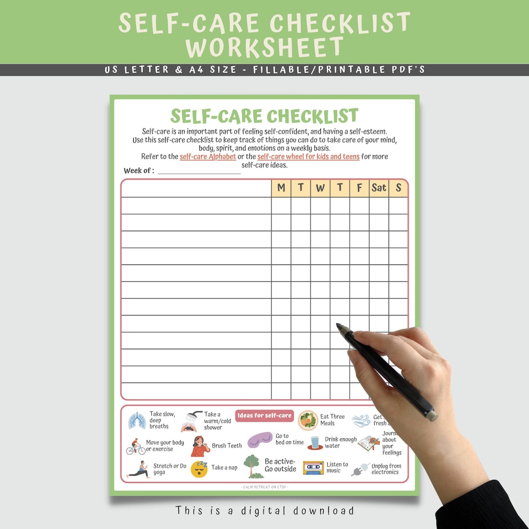 Self-care Checklist for Teens: Mental Health Worksheet (digital ...