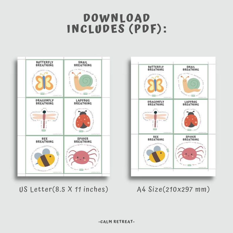 Bug Mindful Breathing Cards: Kids Calming Strategies (digital Download ...