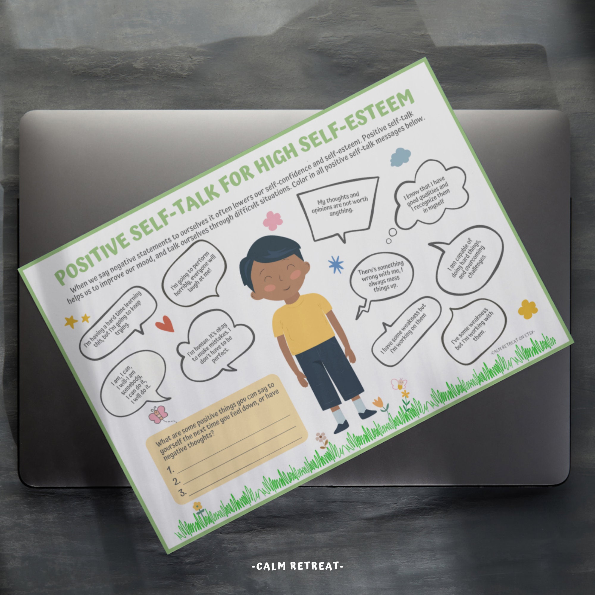 Positive Self-talk for High Self-esteem Worksheet, Mental Health, Self ...