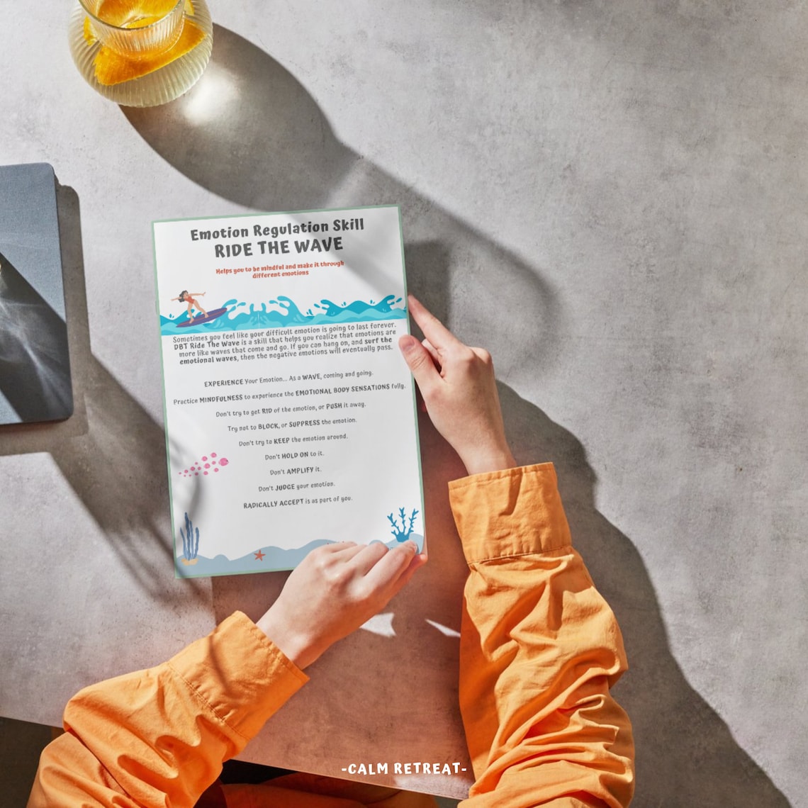 DBT Ride the Wave Handout: Emotion Regulation Skills, Therapy Office ...