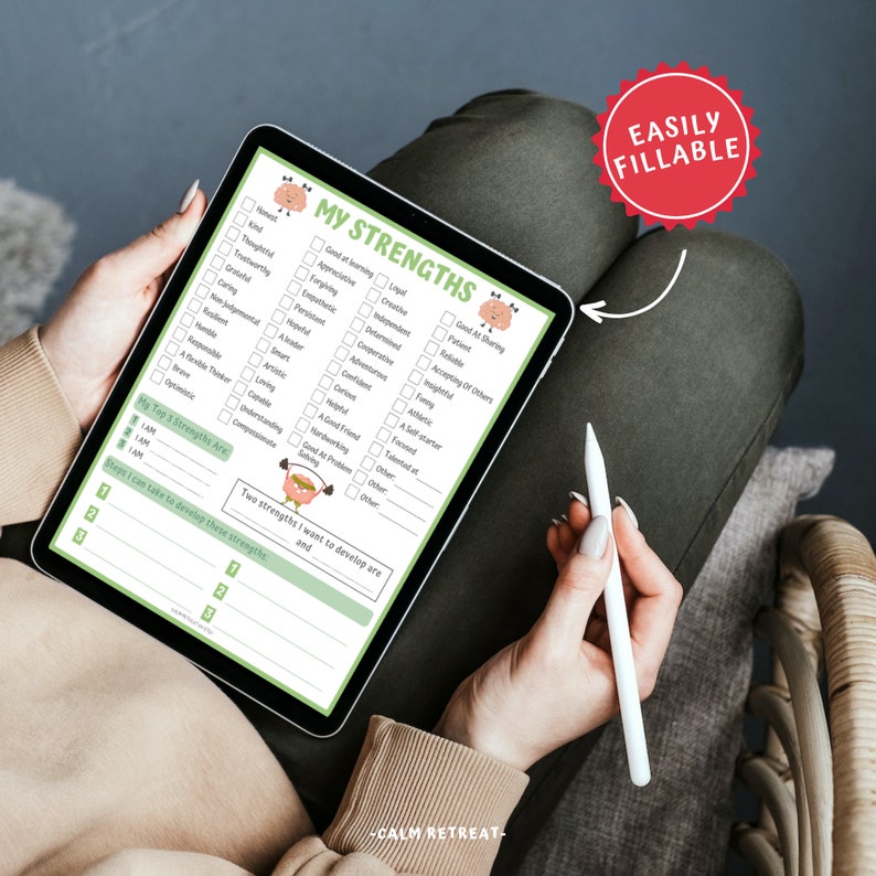 My Strengths Self-esteem Fillable Worksheet Kids Teens Mental Health ...