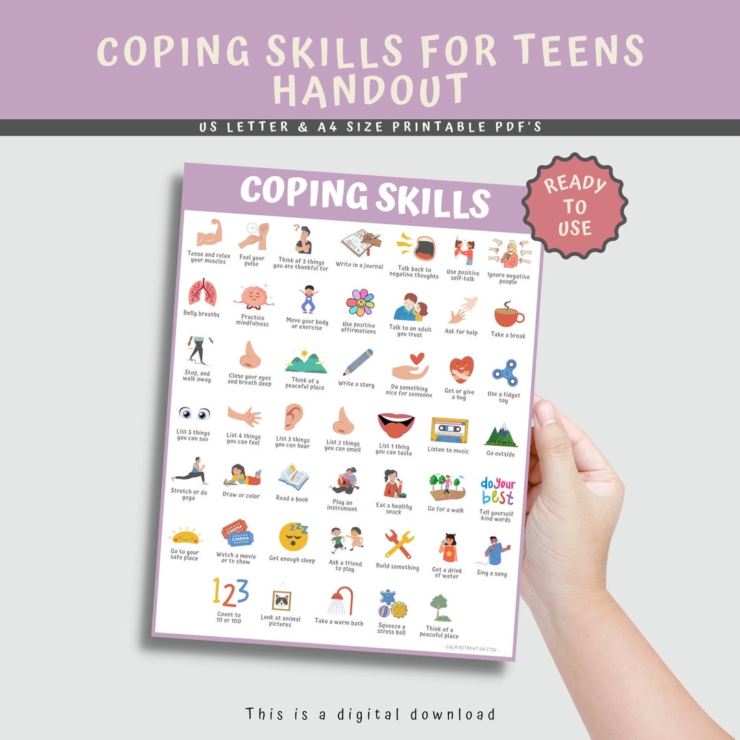 Coping Skills Alphabet Printable, Coping Skill, Therapy Office Decor ...