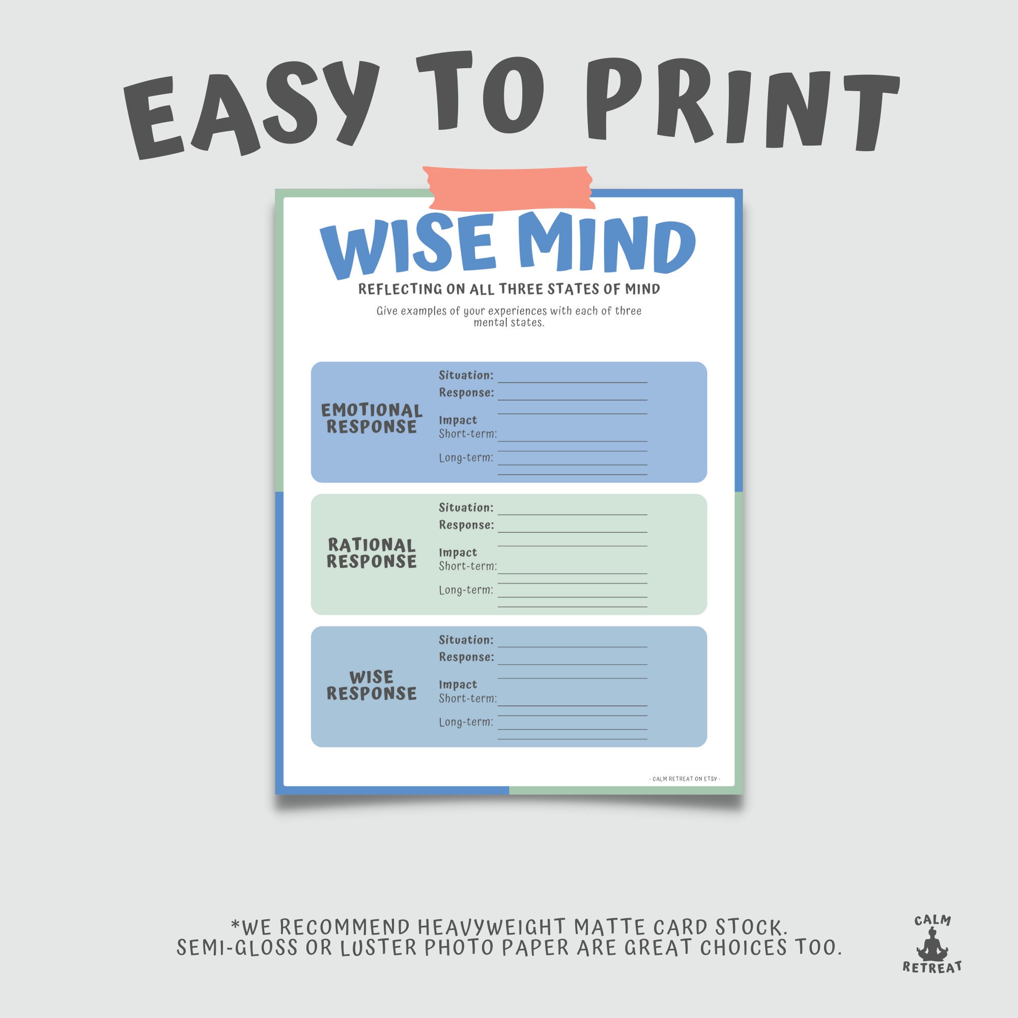 Wise Mind DBT Poster & Worksheet, - Etsy