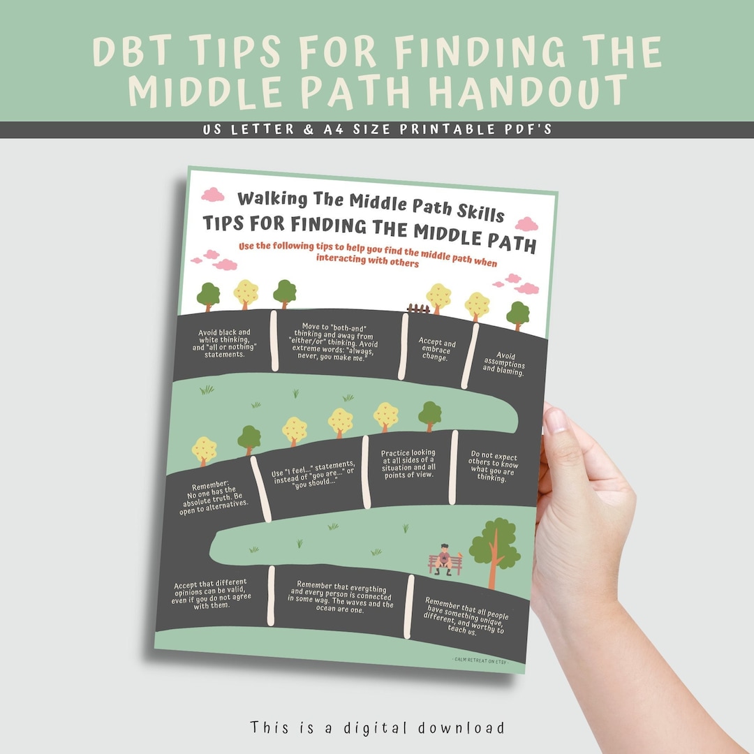 DBT Tips for Finding the Middle Path Handout, Emotion Regulation Skills ...