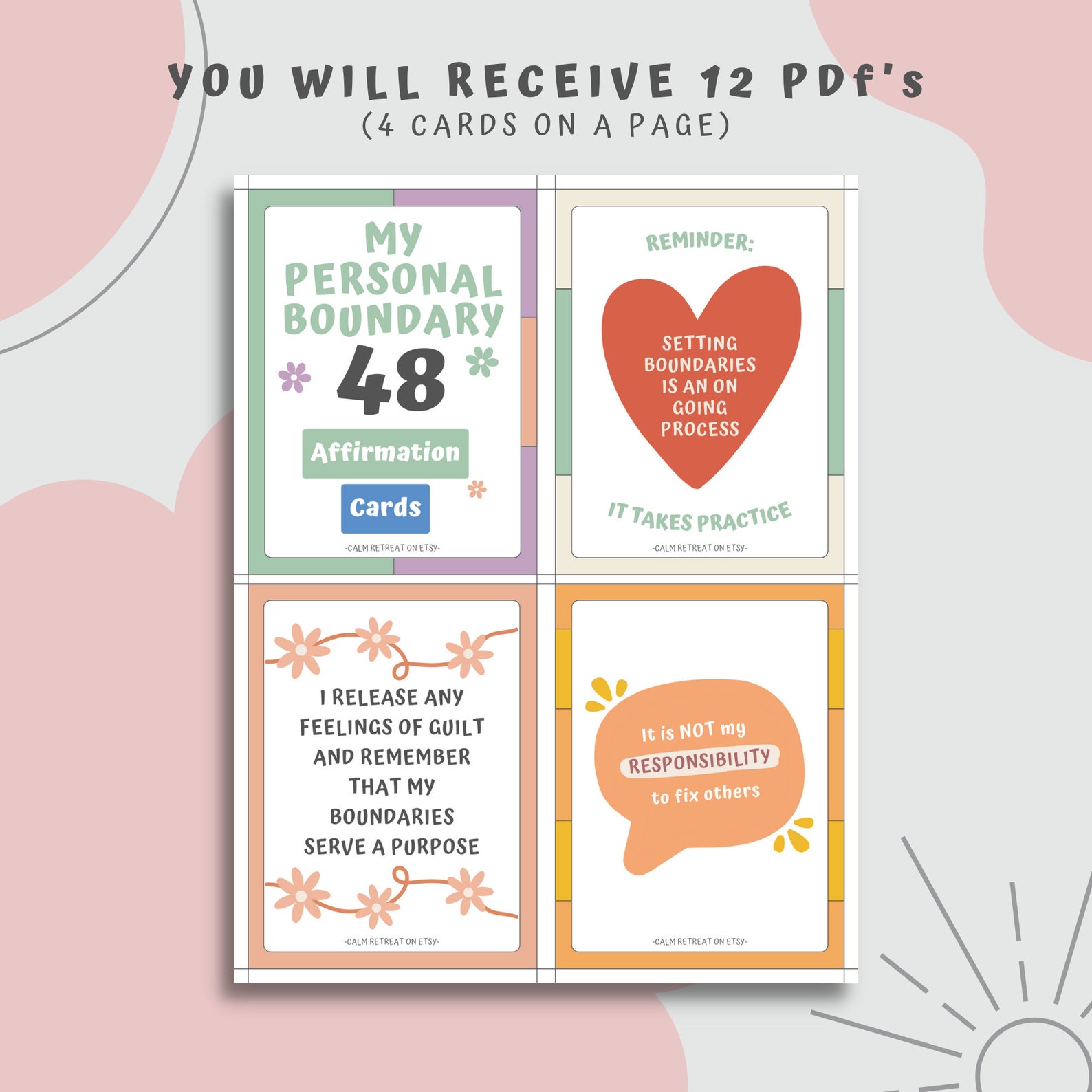 Personal Boundaries 48 Flash Cards, Setting Healthy Boundaries Cards ...