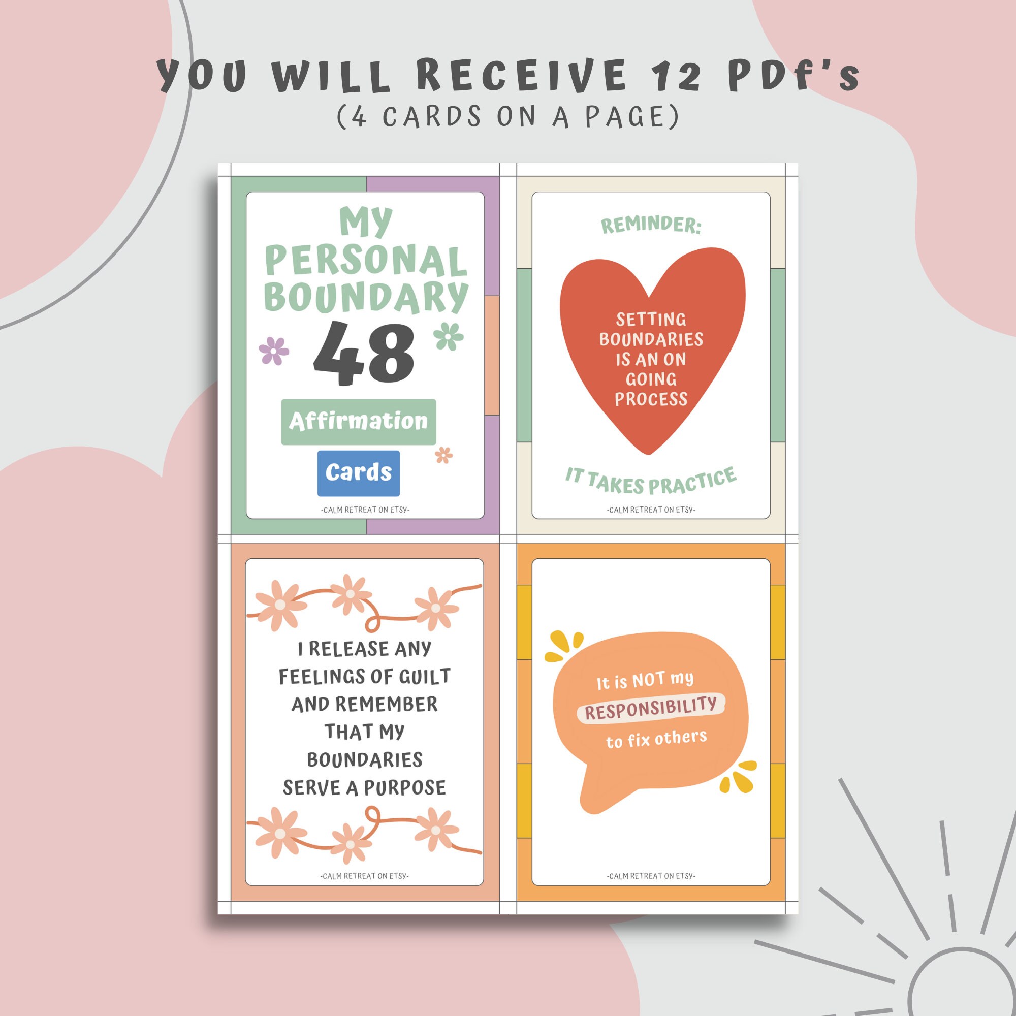 Personal Boundaries 48 Flash Cards, Setting Healthy Boundaries Cards ...