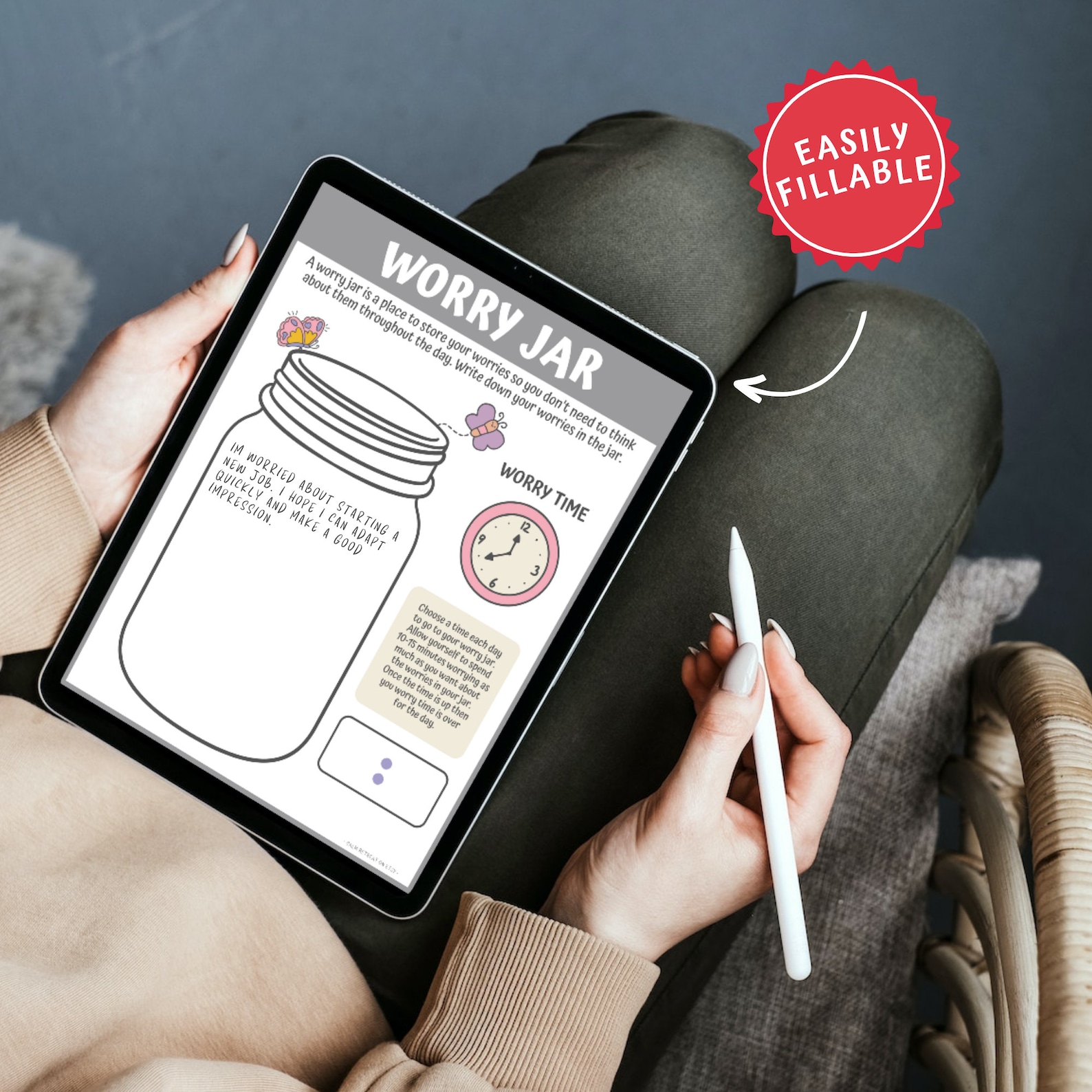 Worry Jar Fillable Worksheet for Kids Children, Printable Therapy ...