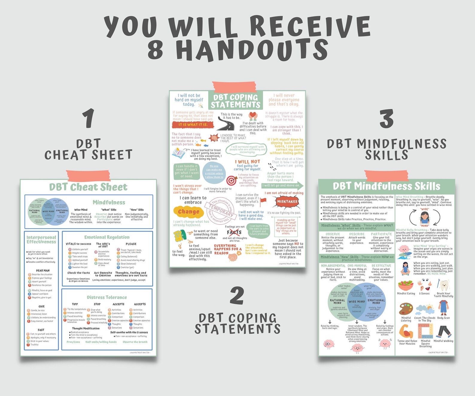 DBT Coping Skills Bundle, Dialectical Behavior Therapy, Trauma ...