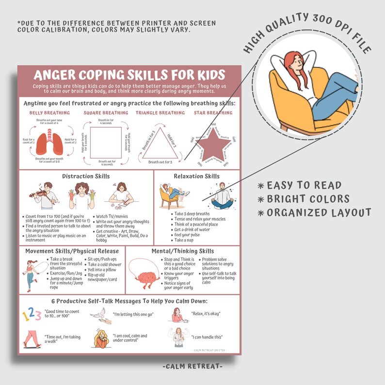 Anger Management Skills Handout: Coping Strategies for Kids & Teens ...