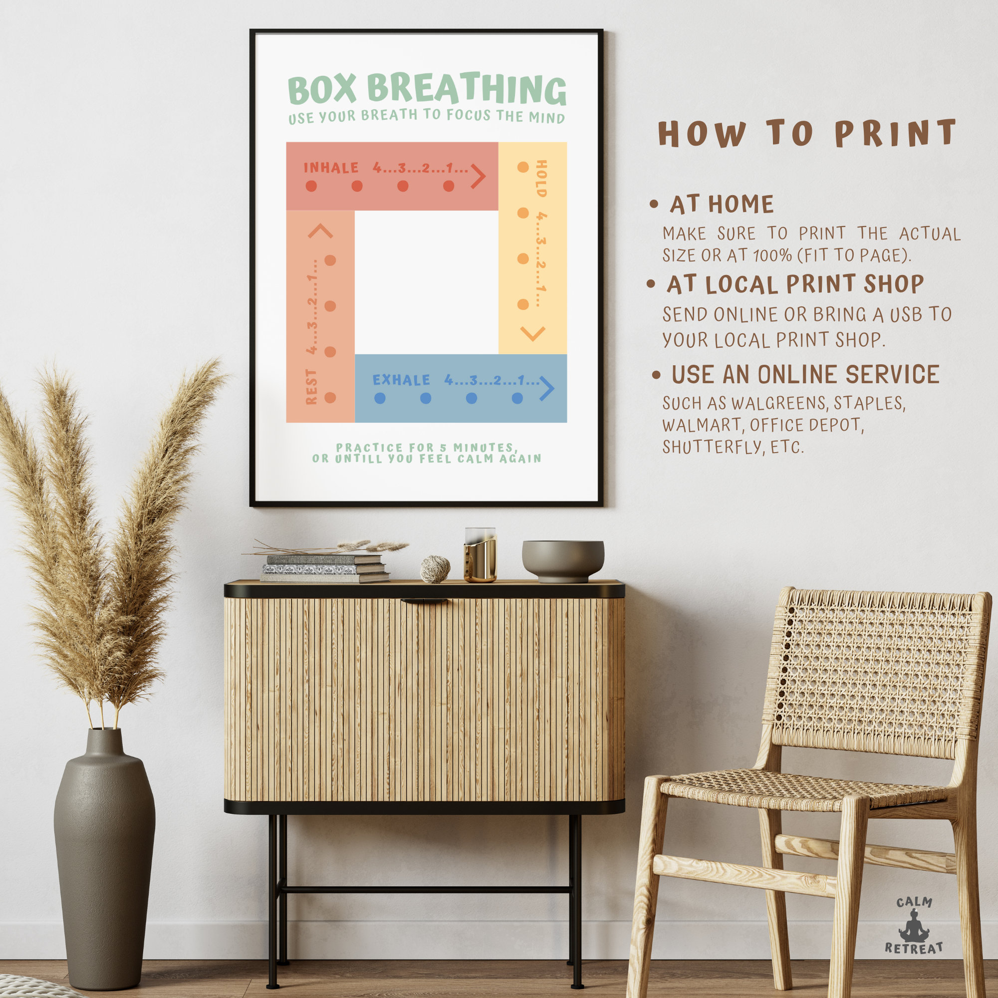Box Breathing Technique, Breathing Poster, Mental Health, Calming ...