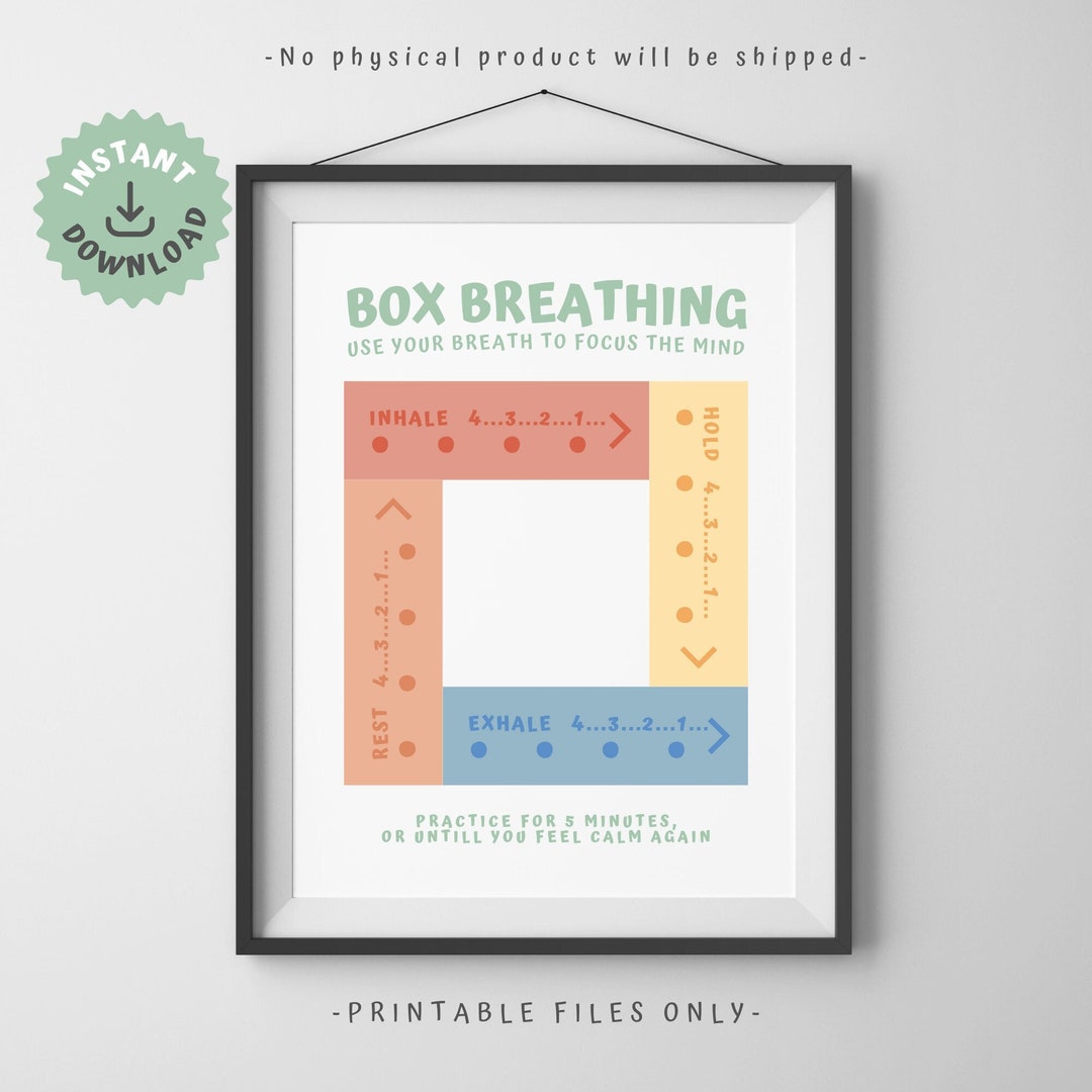 Box Breathing Technique Breathing Poster Mental Health - Etsy