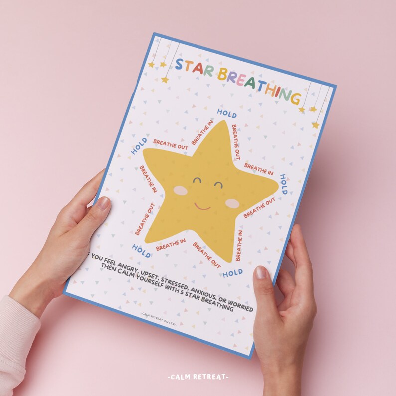 Star Breathing Poster, Calming Corner, Feeling Poster, Therapy Office ...