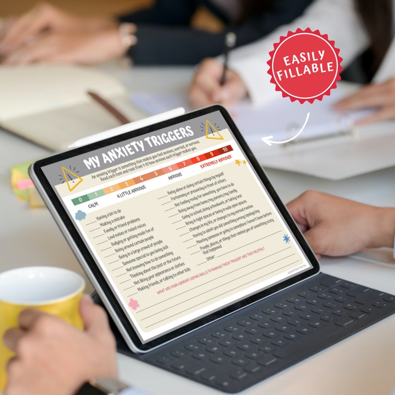 Anxiety Triggers Fillable Worksheet Kids Children With Anxiety Scale ...