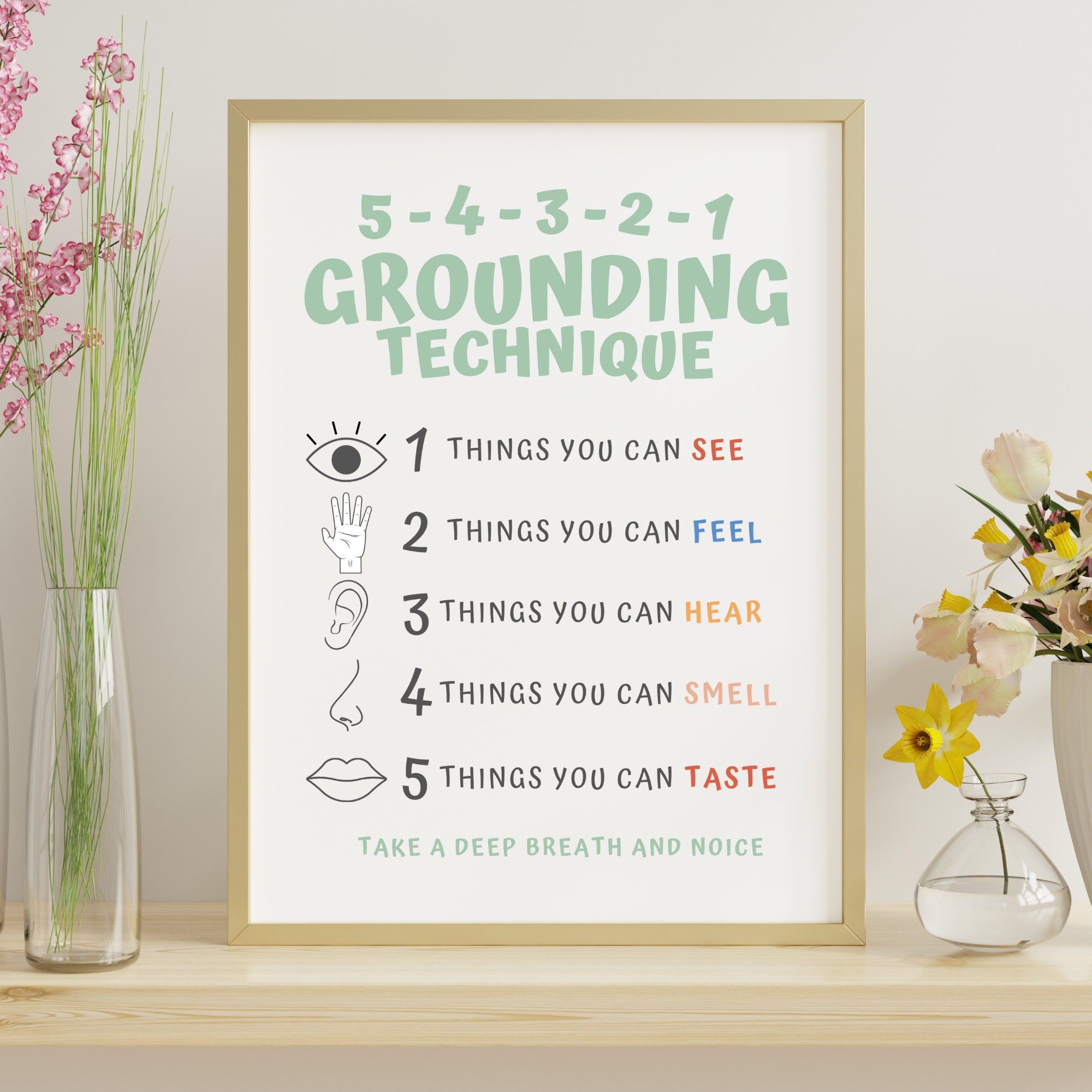 Grounding Technique Poster, Calming Strategies Poster, School ...