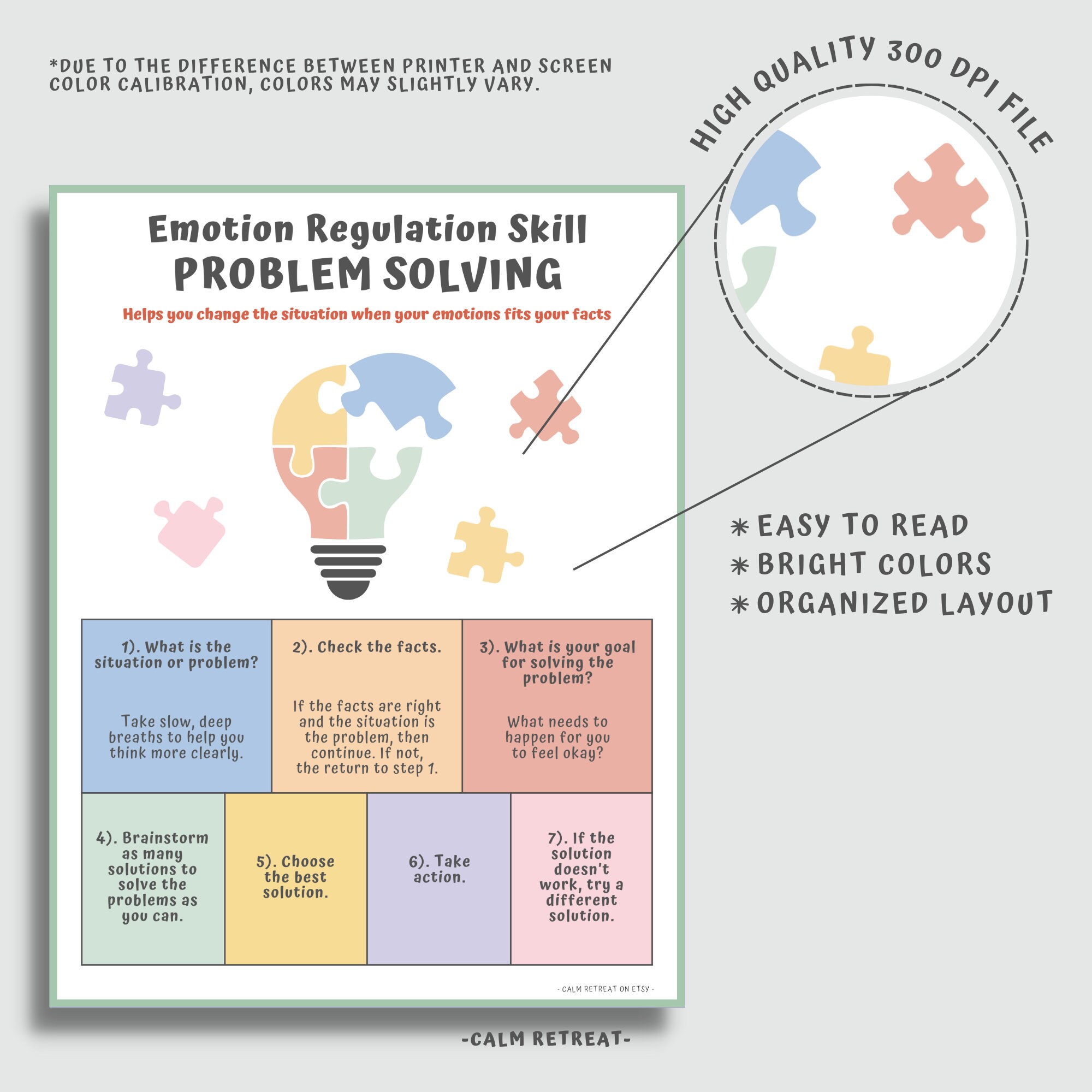 DBT Problem Solving Handout: Emotion Regulation Skills (PDF Download) - Etsy