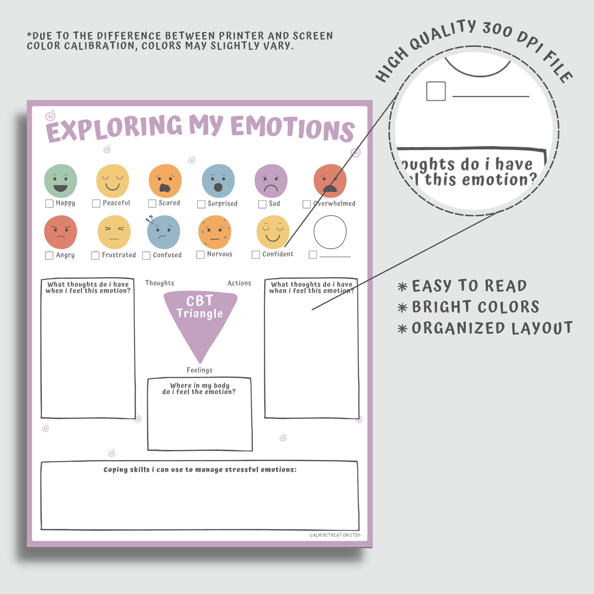 Feelings Check-in CBT Worksheet for Kids & Teens (digital Download) - Etsy