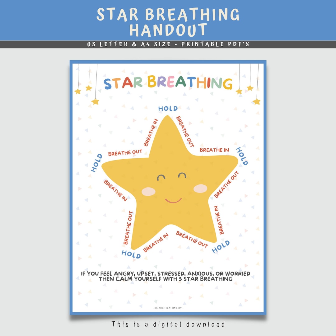 Star Breathing Poster, Calming Corner, Feeling Poster, Therapy Office ...