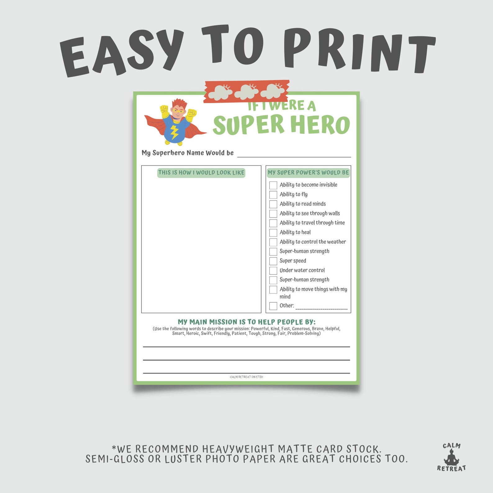 Self-esteem Fillable Worksheet, If I Were A Superhero PDF, Self-esteem ...