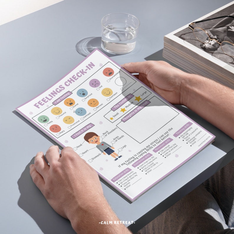 Feelings Check-in Worksheet for Kids: Emotions Emojis, SEL Therapy (PDF ...