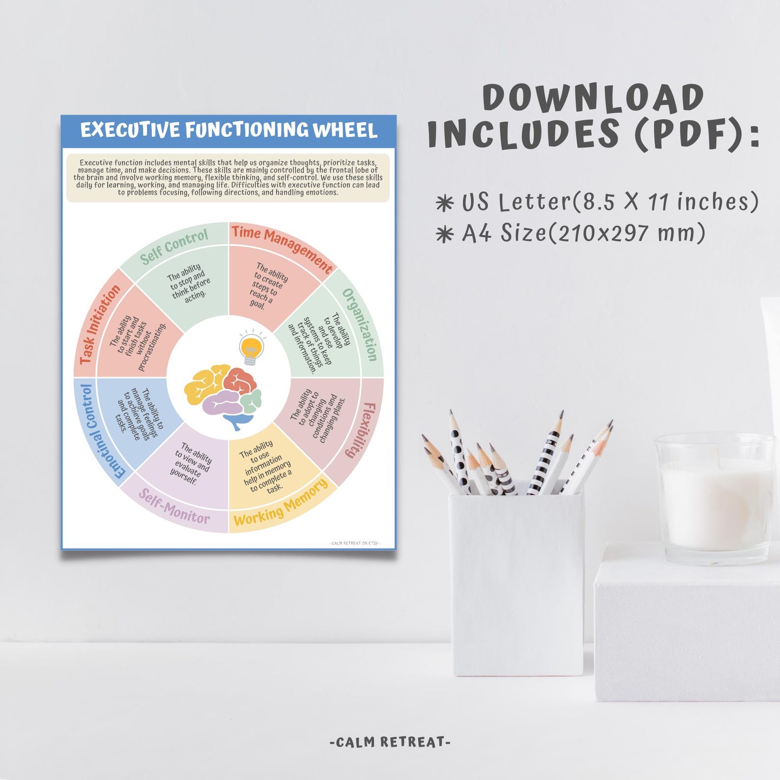 Executive Functioning Wheel and Strategies, ADHD, Autism, Mental Health, Therapeutic Aids ...