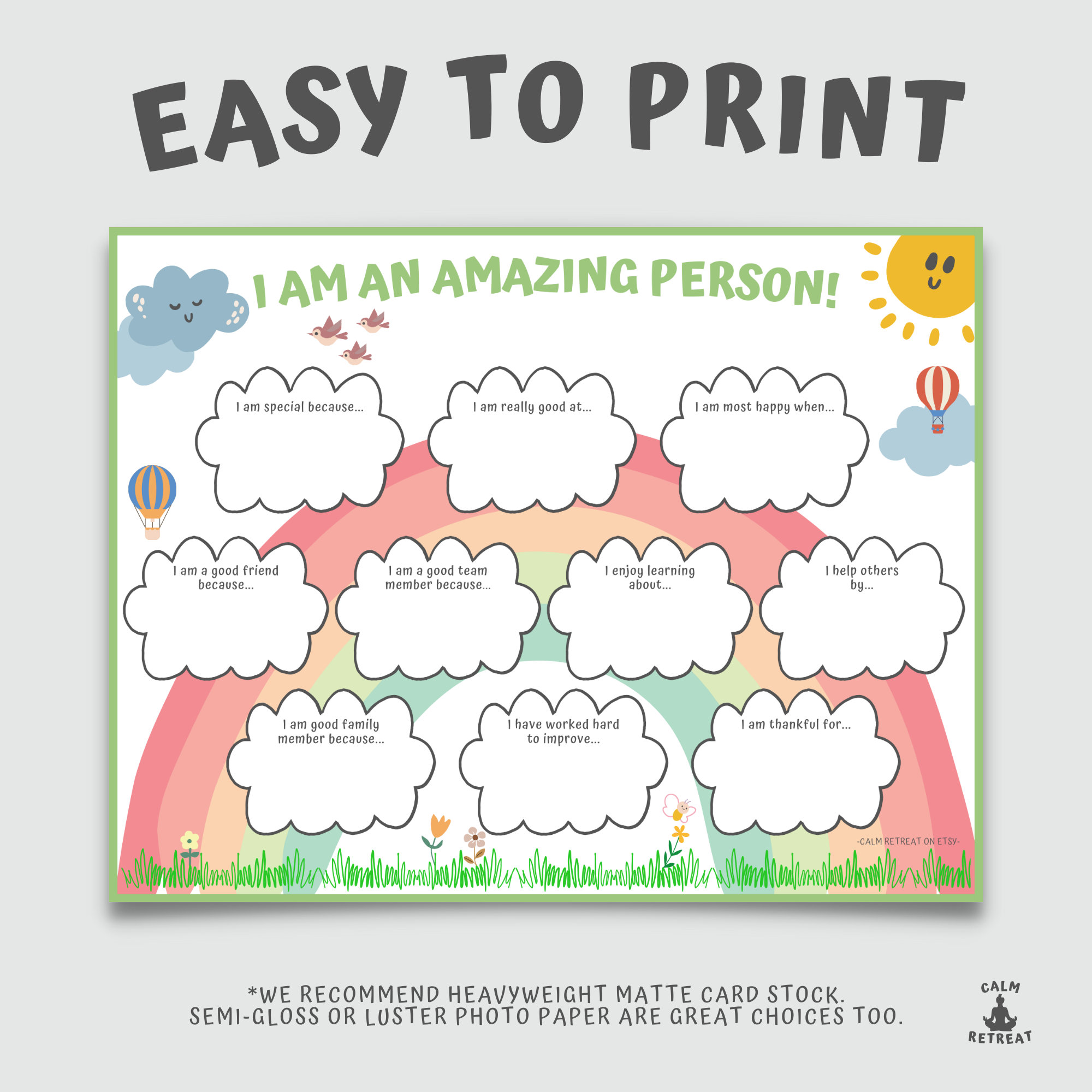 Self-esteem Worksheet, I Am an Amazing Person, Self Confidence Activity ...