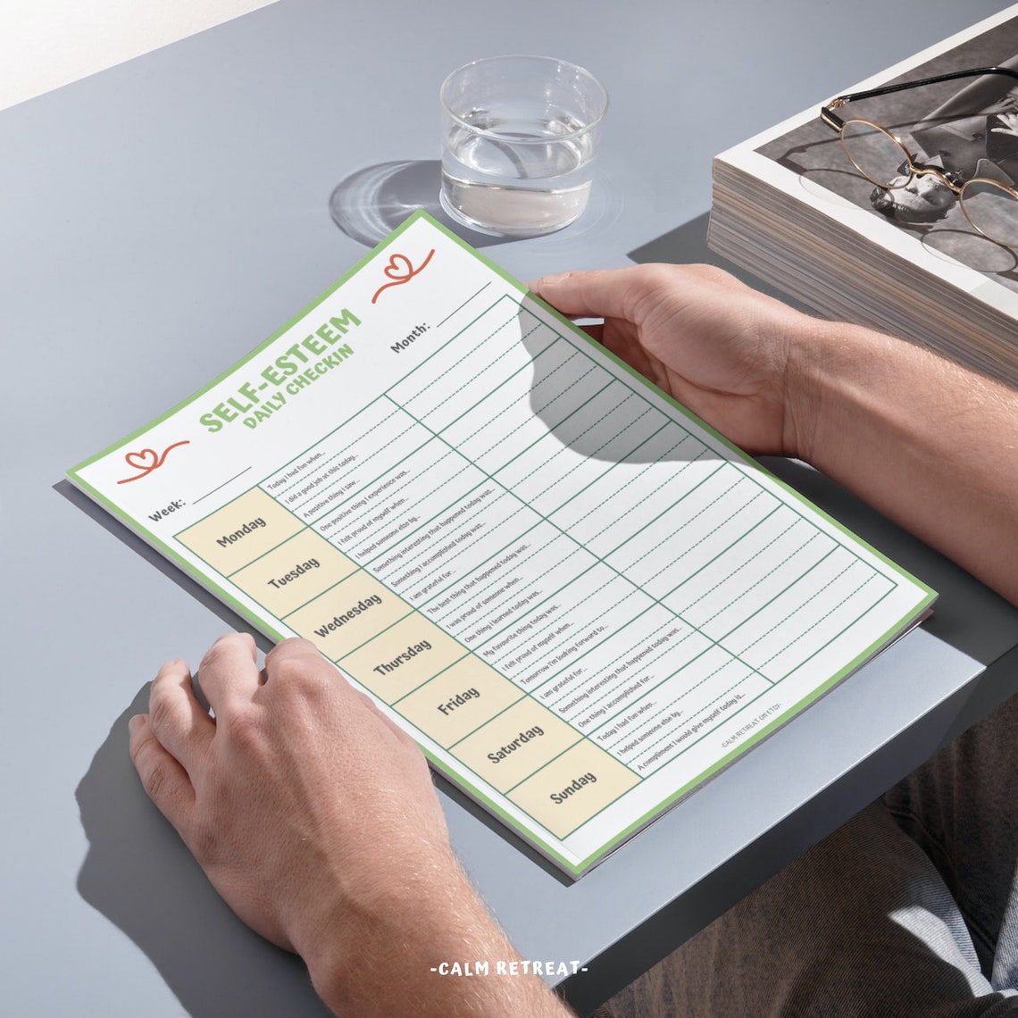 Self Esteem Daily Checkin Printable Fillable Worksheet for Kids and ...