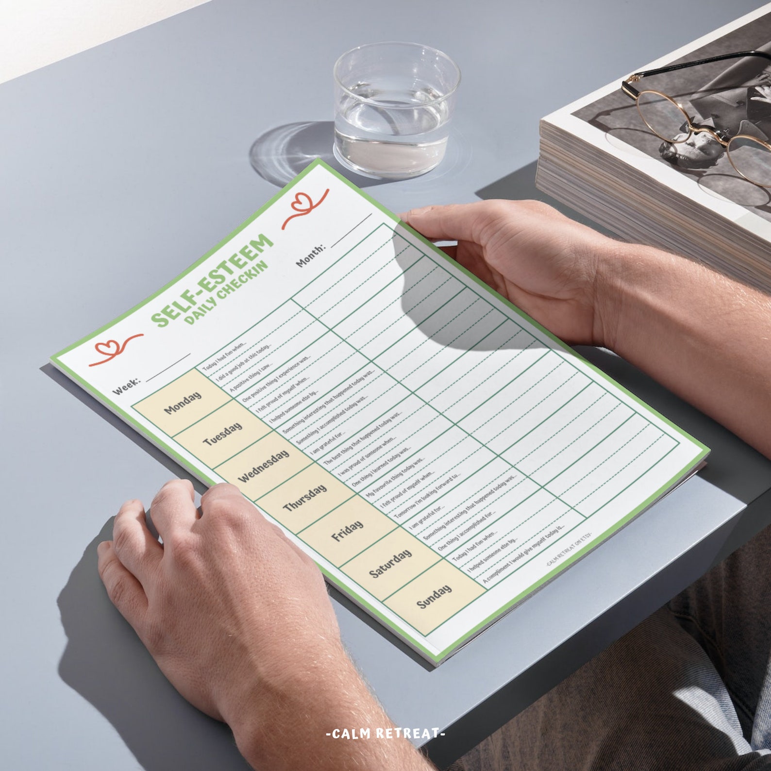 Self Esteem Daily Checkin Printable Fillable Worksheet for Kids and ...